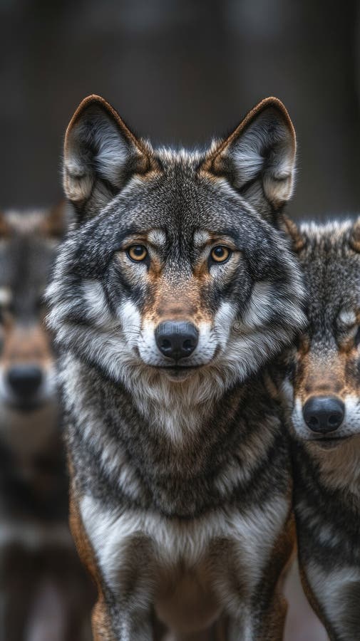 Pack of Wolves Staring with Intense Gaze Stock Illustration ...