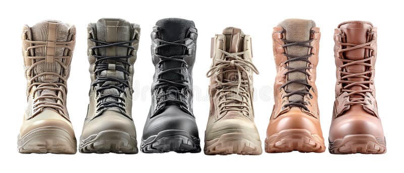 Pack of Womens LaceUp Combat Boots 5 Colors Set Against Transparent ...