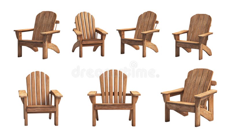 Pack of Wooden Chair on Transparent Background Stock Illustration ...