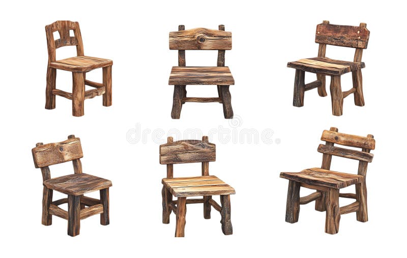 Pack of Wooden Chair on Transparent Background Stock Illustration ...