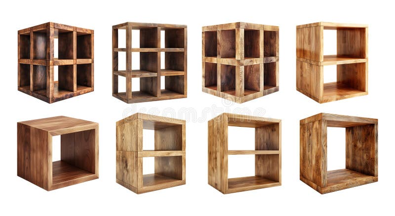 Pack of Wooden Square Rack on Transparent Background Stock Illustration ...