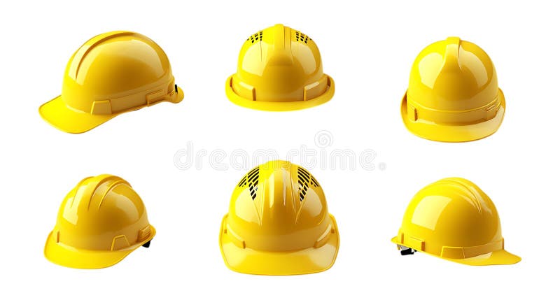 Pack of Yellow Hard Hat on Transparent Background Stock Illustration ...