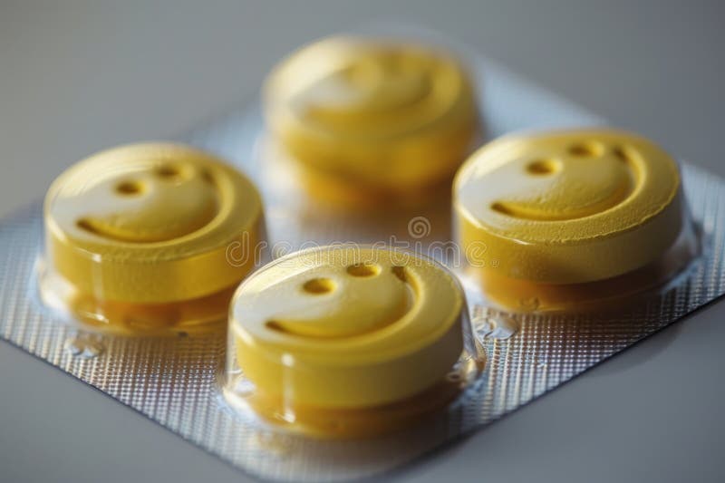 A Pack of Yellow Pills with Smiley Faces on Them Stock Image - Image of ...
