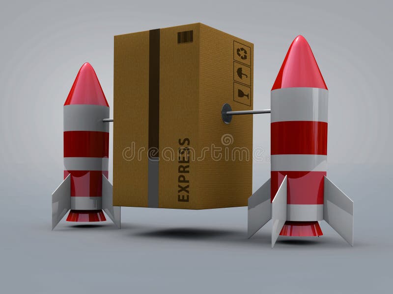 Package Attached To Two Rockets Stock Illustration - Illustration of ...