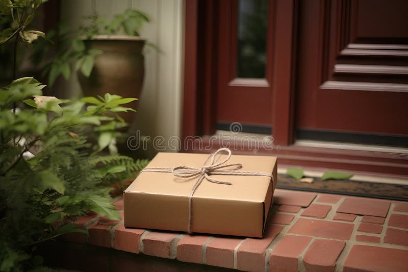 A Package Being Left on a Doorstep Stock Illustration - Illustration of ...
