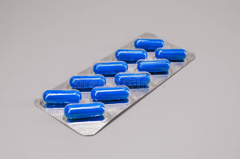 Package with Blue Capsules in the Amount of Ten Pieces Stock Image ...