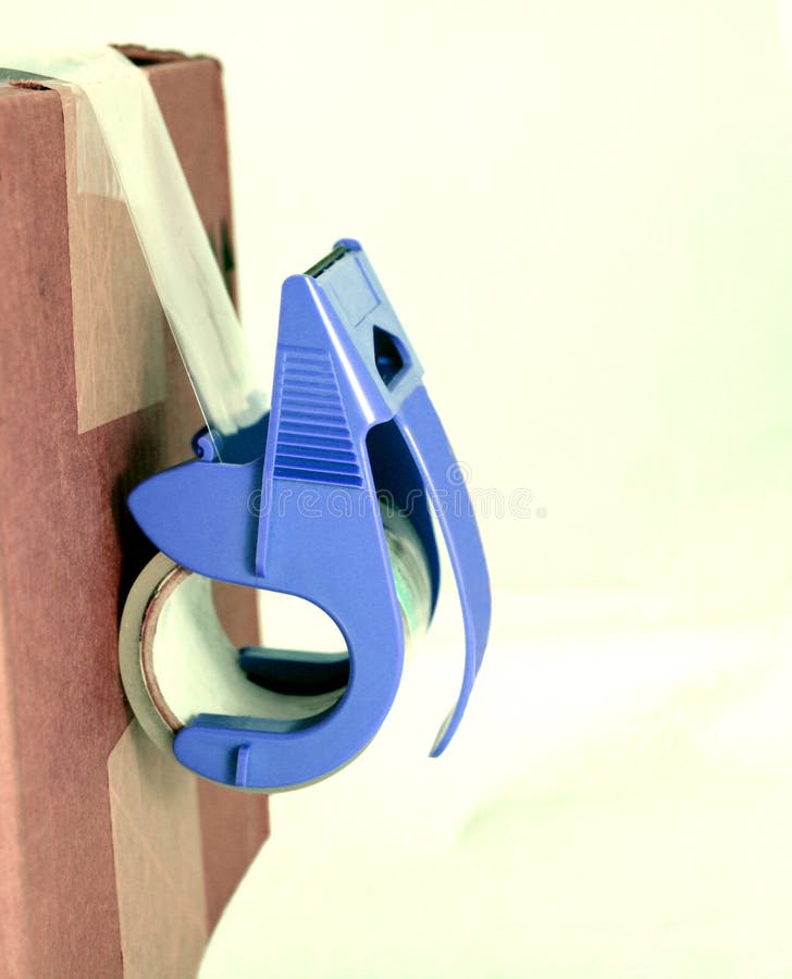 Package and Blue Tape Dispenser Stock Image - Image of dispenser, send ...