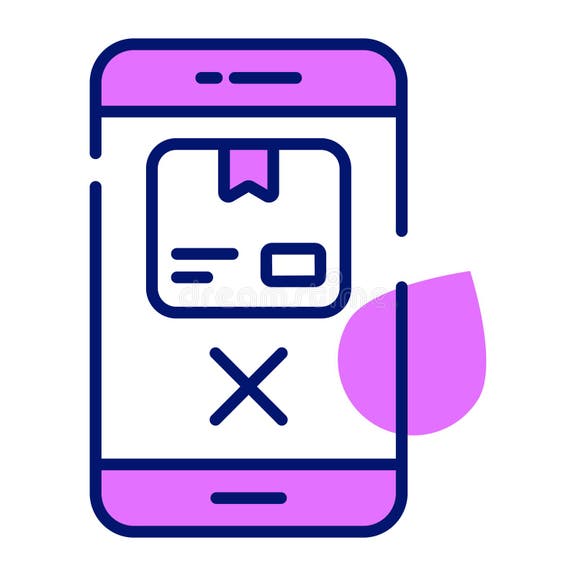 Package Box and Cross Sign Inside the Mobile Denoting Cancel Delivery ...