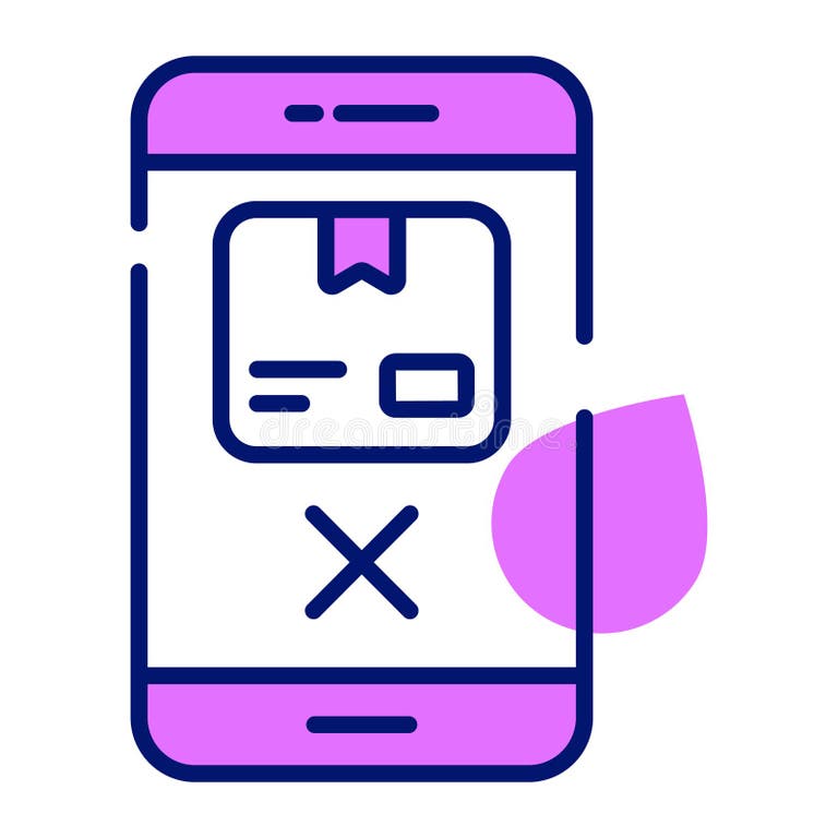 Package Box and Cross Sign Inside the Mobile Denoting Cancel Delivery ...