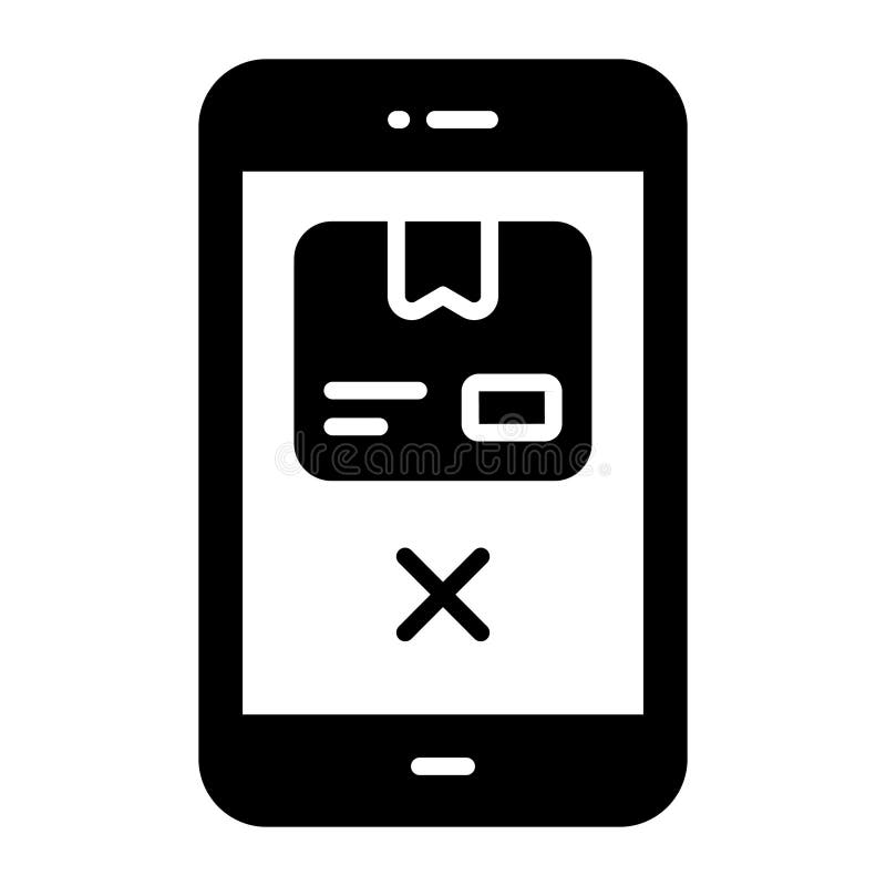 Package Box and Cross Sign Inside the Mobile Denoting Cancel Delivery ...