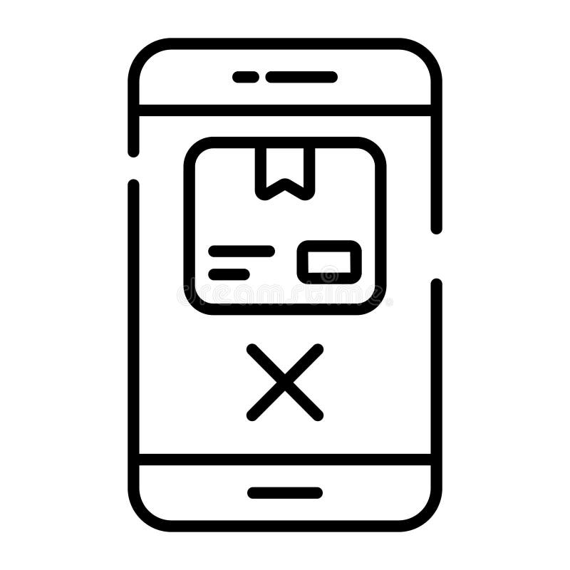 Package Box and Cross Sign Inside the Mobile Denoting Cancel Delivery ...