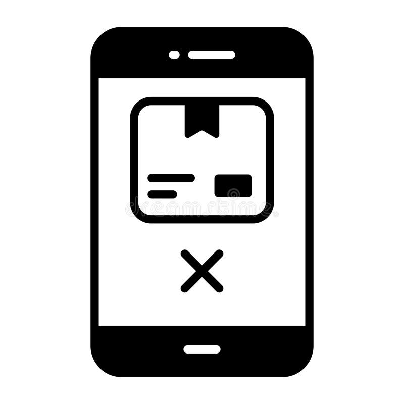 Package Box and Cross Sign Inside the Mobile Denoting Cancel Delivery ...