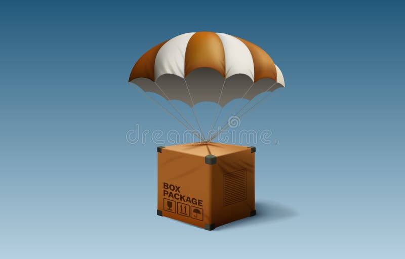 Package in a Box by Parachute, Delivery by Air. Vector Stock Vector ...
