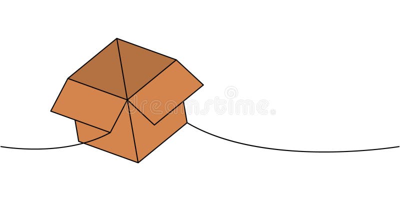 Drawing of Delivery Box. Vector Outline Illustration. Isolated Stock ...