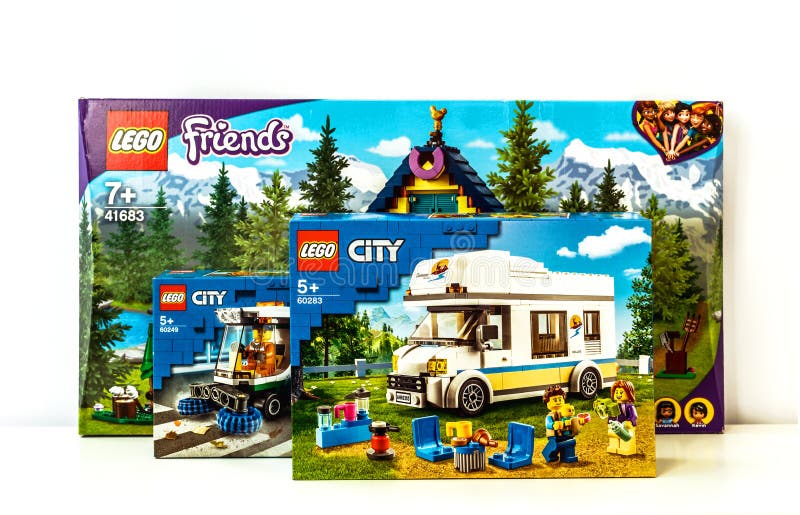 Package Cardboard Boxes of Lego Plastic Constructor on White Editorial ...