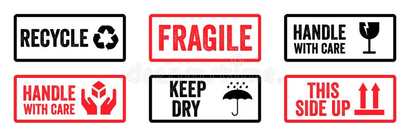 Package Cargo Stamp Collection. Recycle, Handle with Care, Fragile ...