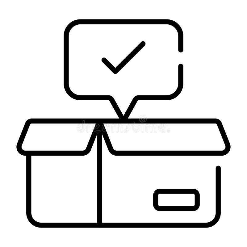 Package with Checkmark Chat Bubble, Verified Parcel Concept Stock ...