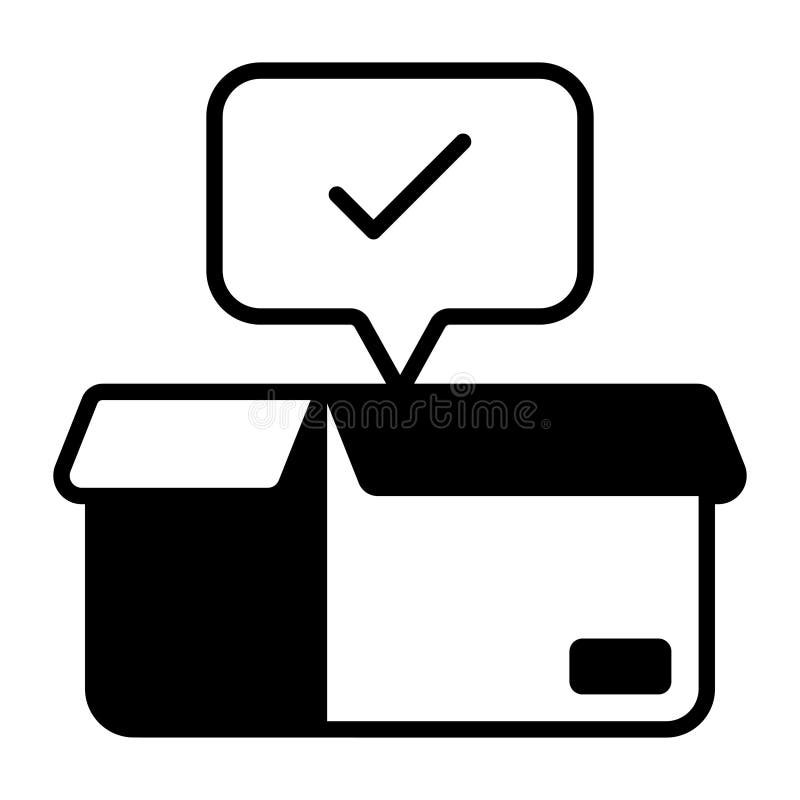 Package with Checkmark Chat Bubble, Verified Parcel Concept Stock ...