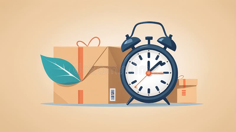 Package with Clock stock illustration. Illustration of shipping - 380856061