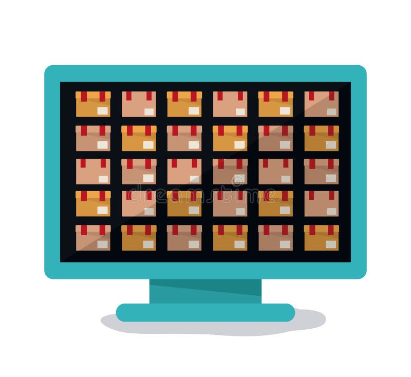 Package and Computer of Delivery and Storage Stock Vector ...
