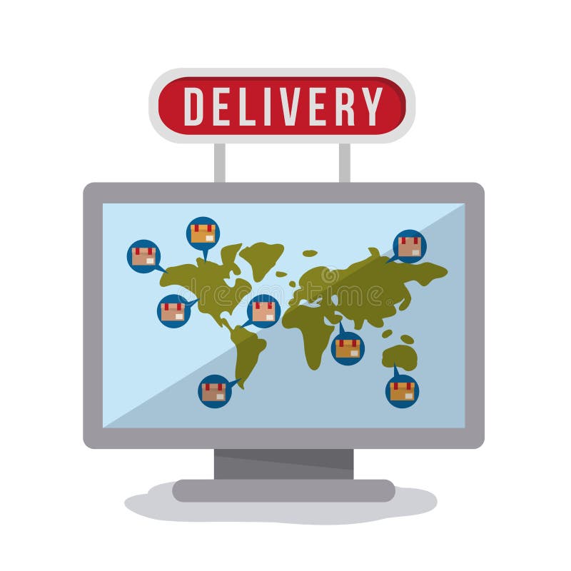 Package and Computer of Delivery and Storage Stock Vector ...