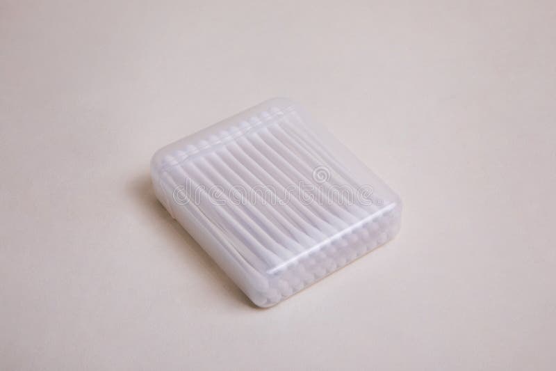Package of Cotton Swabs in Plastic Box Stock Image - Image of square ...