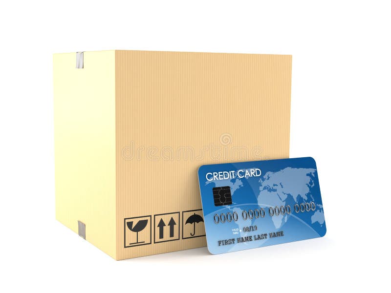 Package with credit card stock illustration. Illustration of shipping ...