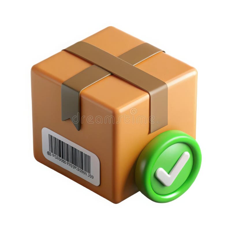 Package Delivery Box with Check Mark for Shipment Success Stock ...