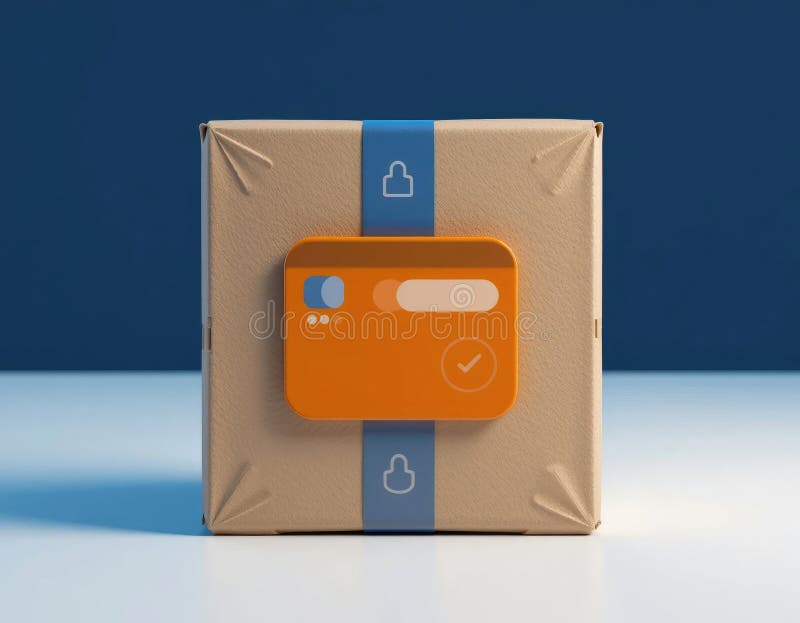 Package Delivery Box with Secure Online Payment Method Illustration ...