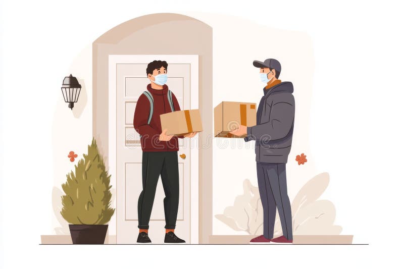 Package Delivery by Courier Stock Illustration - Illustration of snow ...