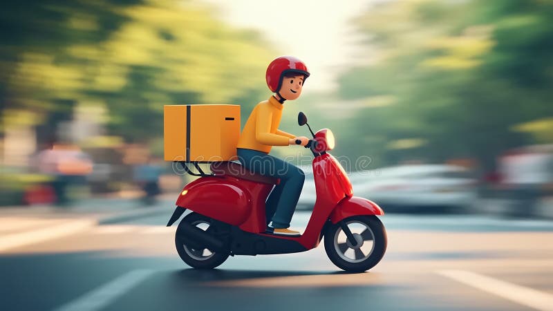 Package Delivery with Motorcycle Animation Stock Illustration ...