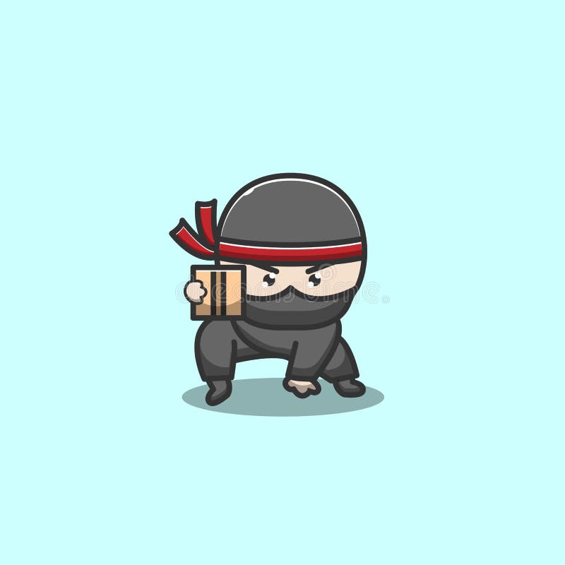 Ninja Courier Express Delivery Service Mascot, Man Wear Ninja Costume ...