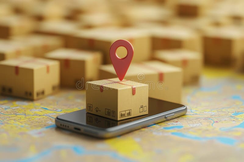 Package Delivery Tracking Urban City Digital Concept Modern Environment Close-up View Efficient ...