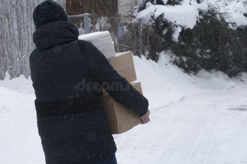 Package Delivery in the Winter Stock Image - Image of bulk, market ...