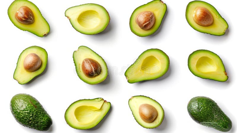 Package Design Element of Avocado Pieces on White Background Stock ...