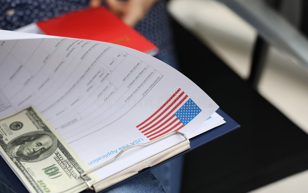 Package Documents for Obtaining US Visa and Dollar Stock Photo - Image ...
