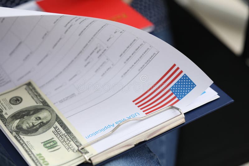 Package Documents for Obtaining US Visa and Dollar Stock Photo - Image ...
