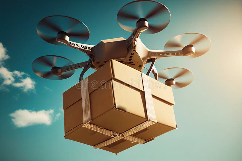 Package from the Drone. the Concept of Parcel Delivery Stock ...