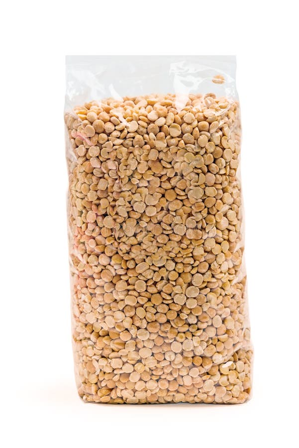 Plastic Bag Of Dry Yellow Split Peas Stock Photo - Image of package ...