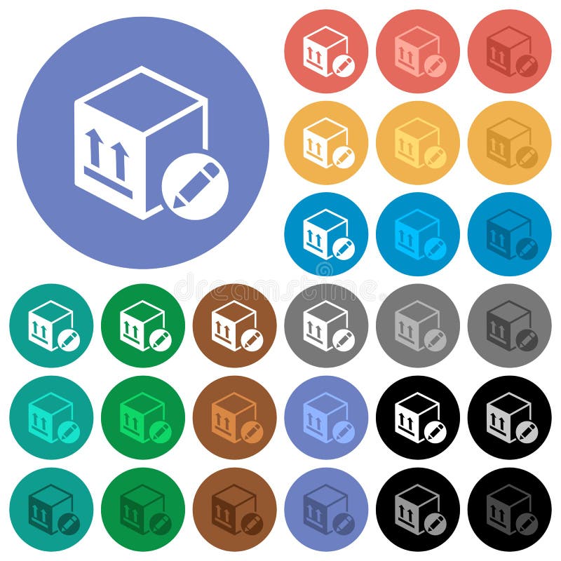 Package Edit Round Flat Multi Colored Icons Stock Vector - Illustration ...
