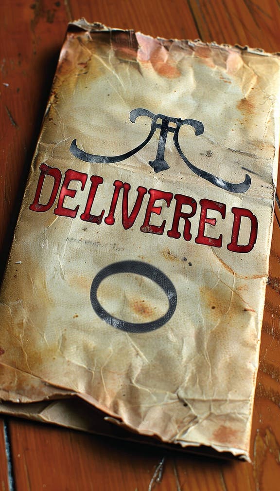 Package Envelope Marked As Delivered Placed on a Table for Delivery ...