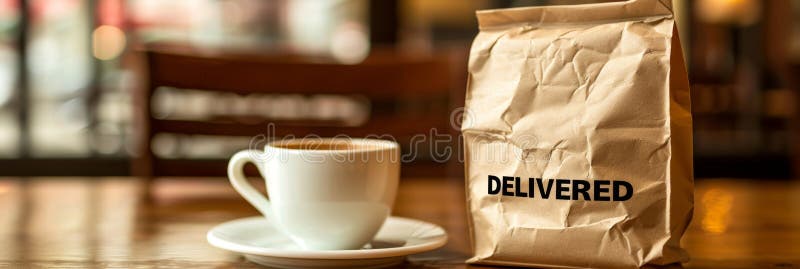 Package Envelope Marked Delivered Placed on Table Surface for ...