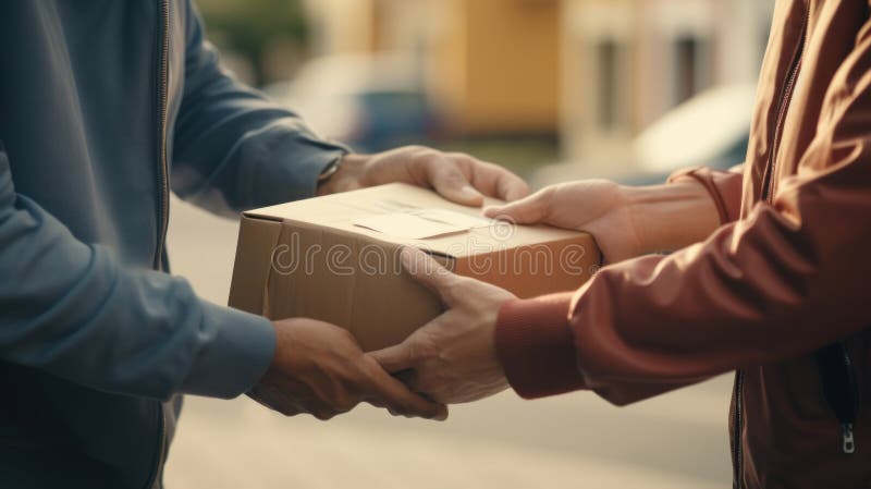 Package Exchange between Two People Stock Image - Image of label ...