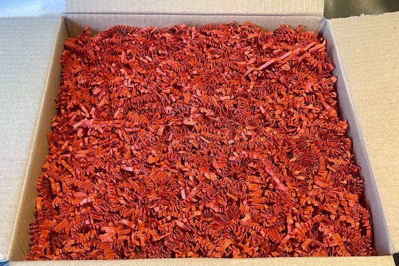 Package filling paper red stock image. Image of crinkle - 273377751