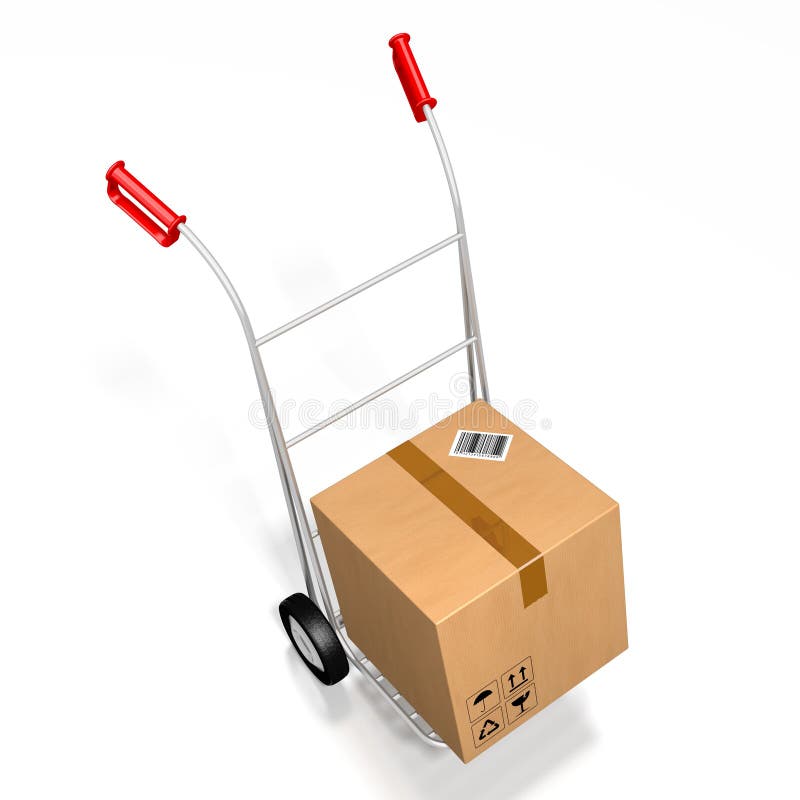Package on Hand Cart - 3D Rendering Stock Illustration - Illustration ...