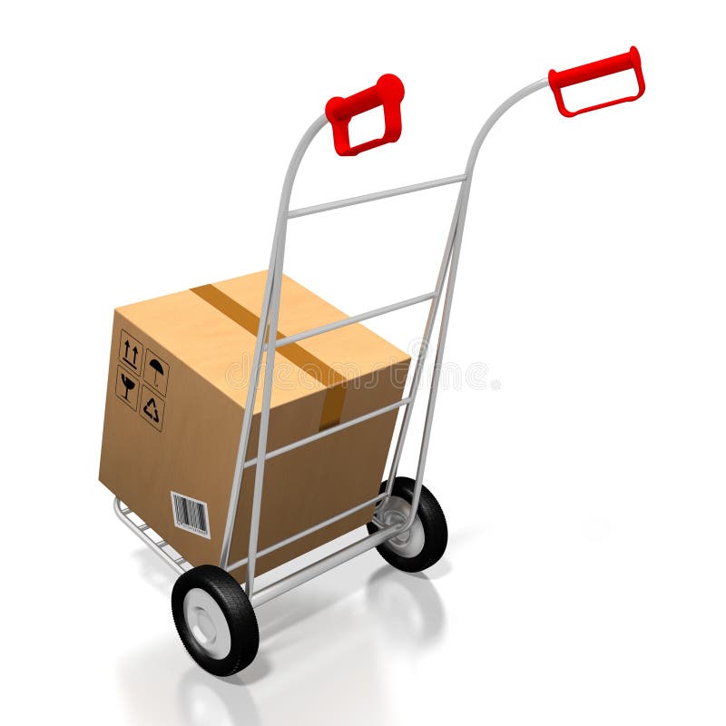 Package on Hand Cart - 3D Rendering Stock Illustration - Illustration ...