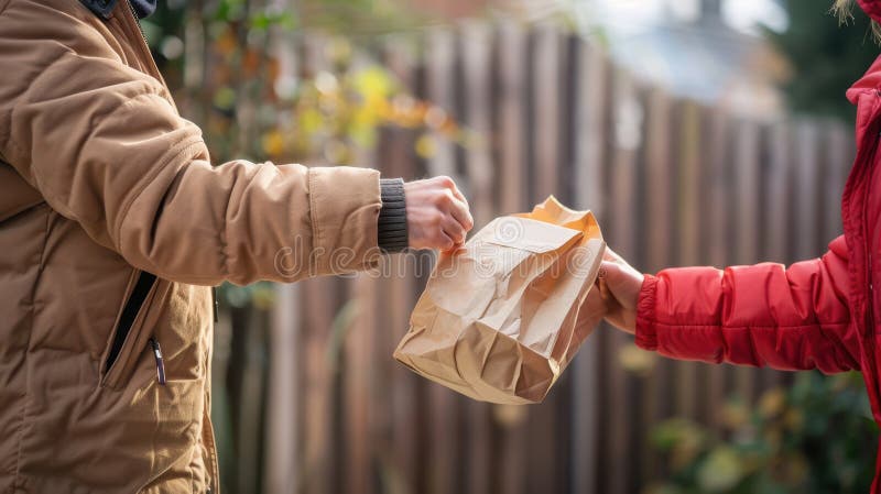 The Package Handover Interaction.AI Generated Image Stock Image - Image ...