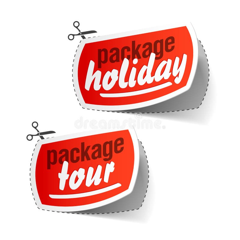 Package Holiday and Package Tour Labels Stock Vector - Illustration of ...