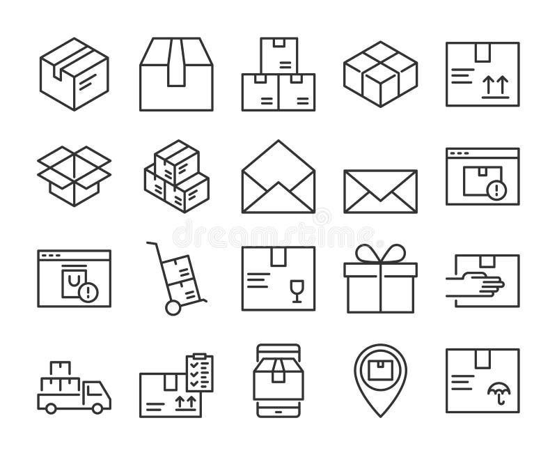 Package Icon. Package Delivery Line Icons Set. Editable Stroke. Stock ...