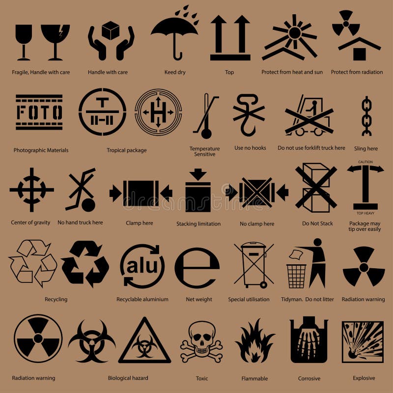 Packing symbols - set stock vector. Illustration of pack - 15015765